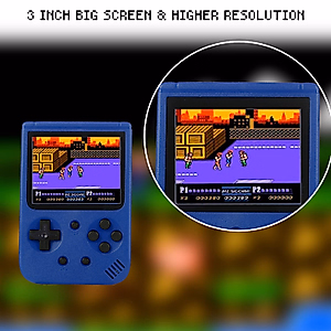 PomisGam Handheld Game Console, Retro Mini Game Player,500 Classical FC Games, Support for Connecting TV & Two Players with Rechargeable Battery Gift for Kids and Adult (Blue)