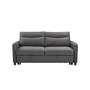 ERYE 3-in-1 Tufted Futon Loveseat Convertible Sleeper Bed W/Pull Out Sleep Daybed, Functional Reclining Backrest Love Seat Sofa & Couch for Living Room Sofabed, Queen, Grey W/ 2 Pillows