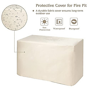 Toolsempire 42 Inch Fire Table Outdoor, 60,000 BTU Propane Gas Fire Pit Table with Ceramic Tiles Tabletop, Lid, Lava Rock, Electric Igniter & Hideaway Tank Holder, Fire Pit for Outside, Garden(Black)