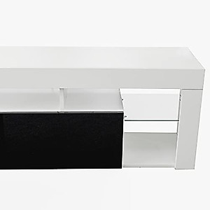 63 Inches Floating TV Stand Wall Mounted with Lights, Modern LED TV Stand Floating Entertainment Center with Storage for Bedroom Living Room,Floating Shelf for Under TV,White