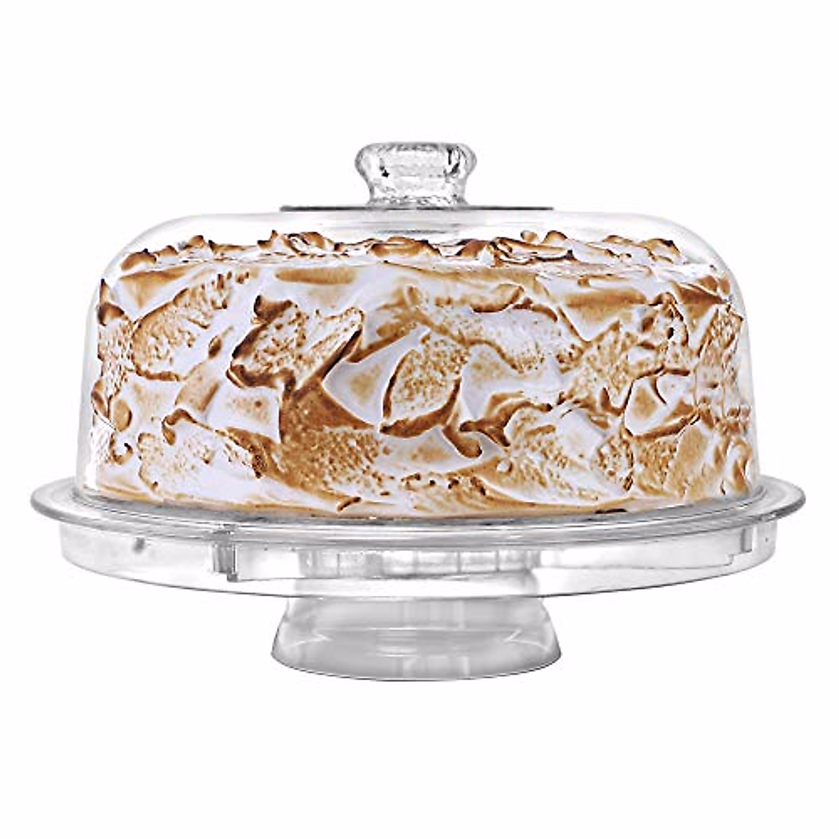 Lillian Tablesettings Cake Stand with Dome Cover, 6-in-1 Multi-Purpose Use, Serving Platter, Punch Bowl, Desert Platter and More, BPA Free, Clear (60220)