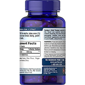 Puritans Pride Alpha Lipoic Acid 600 Mg, 120 Count