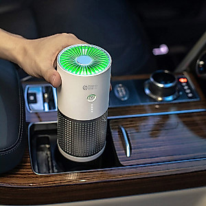 Stand Up Desk Store Portable USB Car Cupholder HEPA Air Purifier with Replaceable Filter (White)