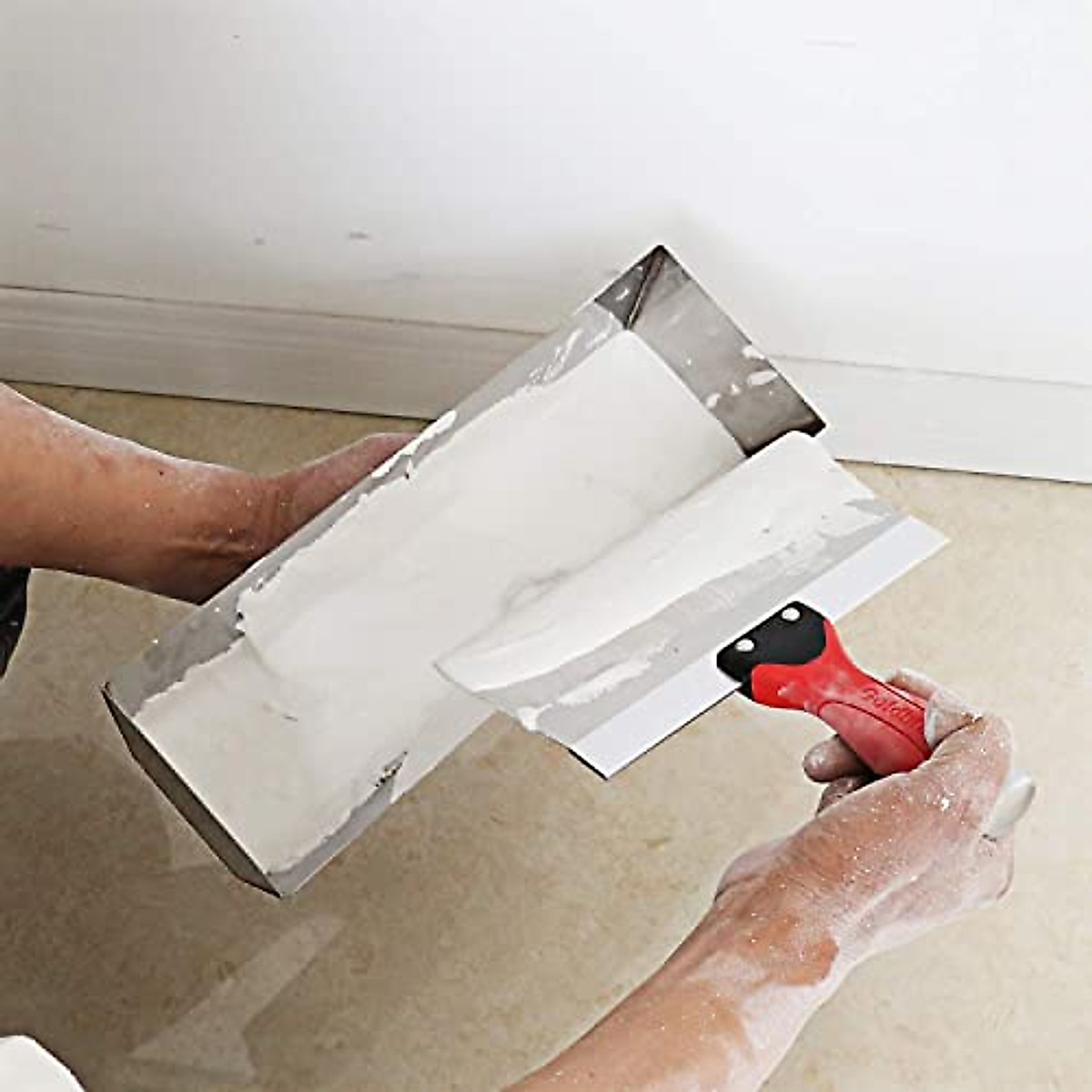 Goldblatt Drywall Hand Tool Kit +WORKPRO Paint Brushes Set,5-Piece Professional Flat and Angle Sash Paint Brush with Wood Handle for Walls, Trim, Cabinets, Doors, Fences, Decks, Crafts, DIY, and Stai