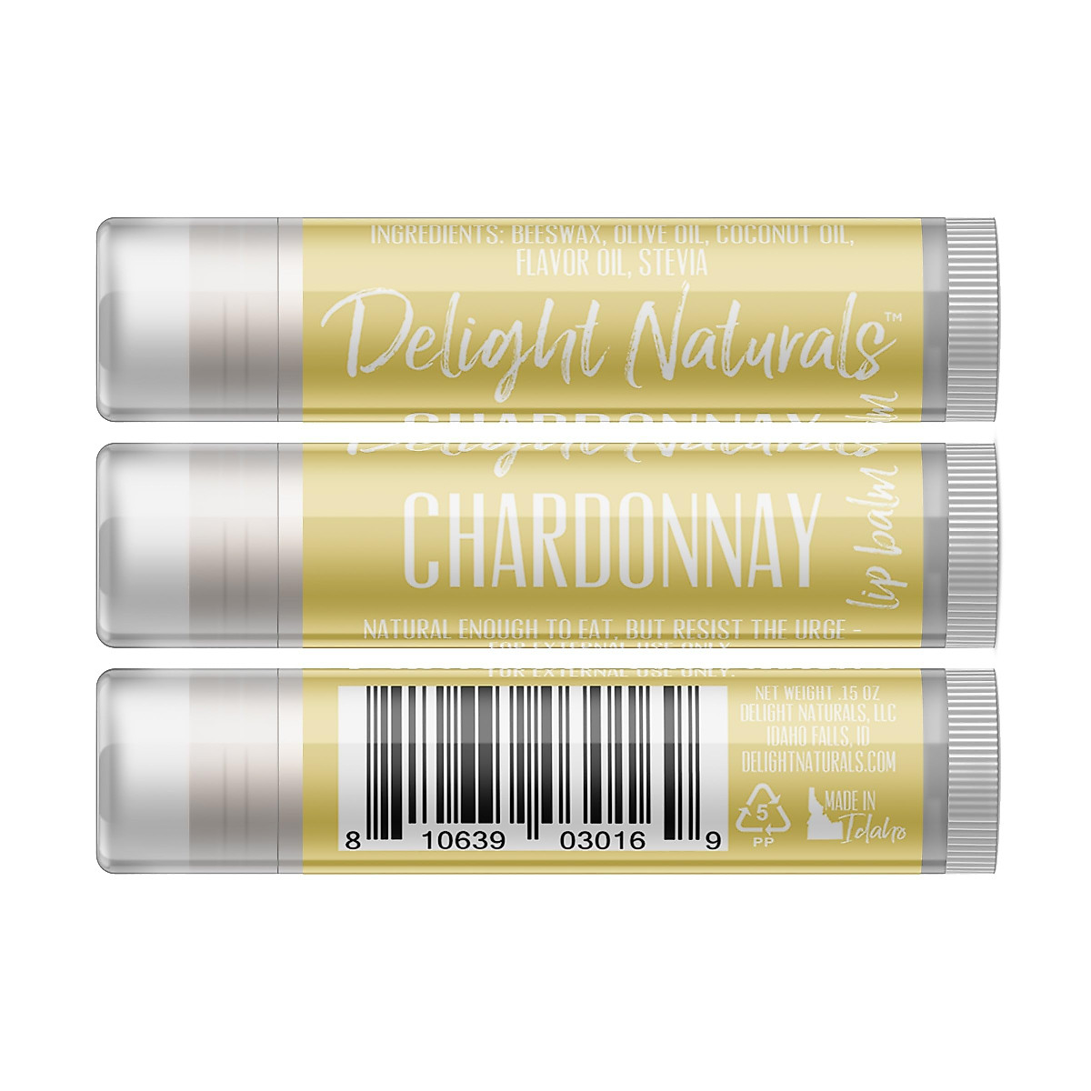 Delight Naturals Smooth Sippin' White Wine Lip Balm Gift Set - Chardonnay, Rosé, Moscato, and Champagne