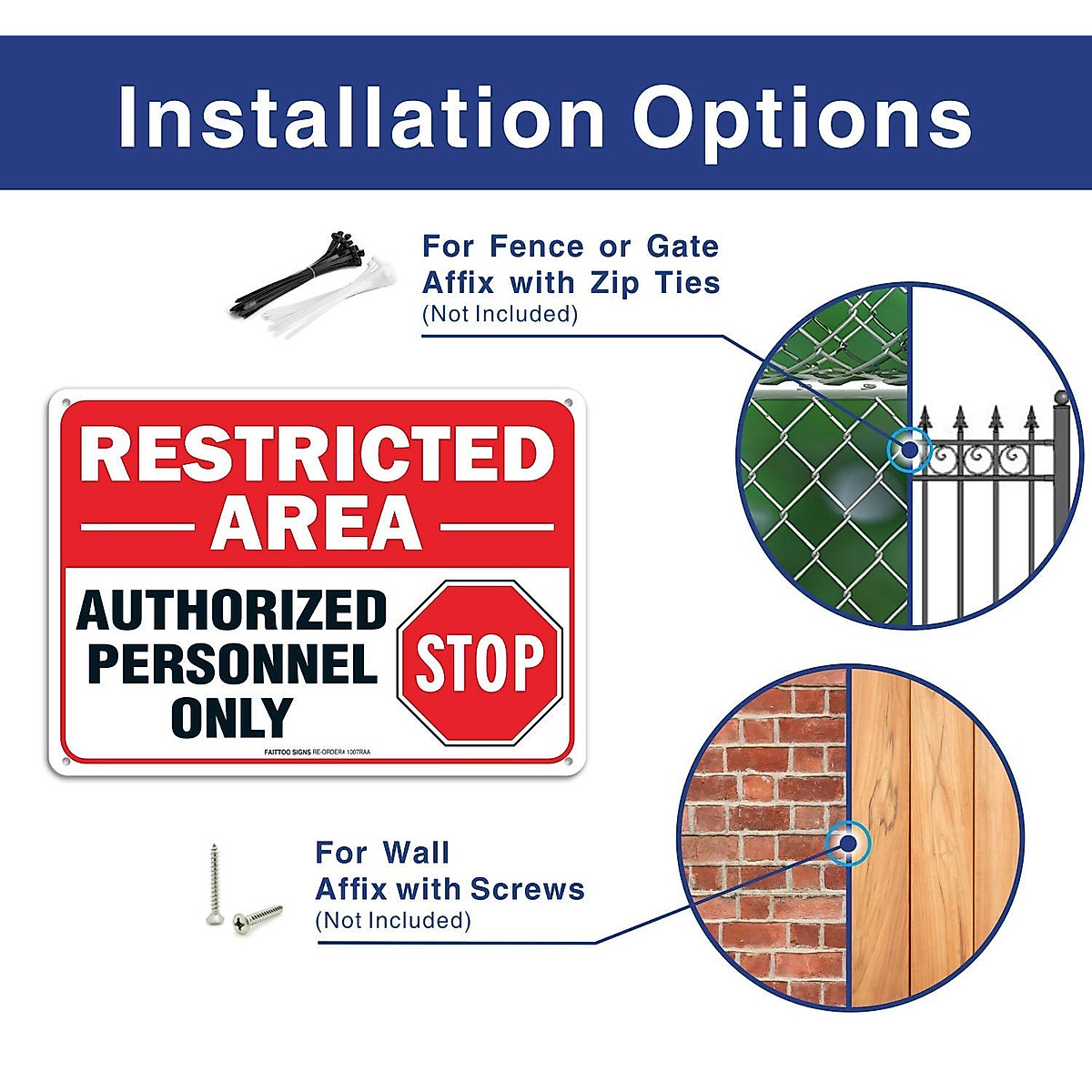 (6 Pack) Restricted Area Sign Authorized Personnel Only, Do Not Enter Sign, 10 x 7 Inches .40 Rust Free Aluminum, UV Protected, Weather Resistant, Waterproof, Durable Ink，Easy to Mount