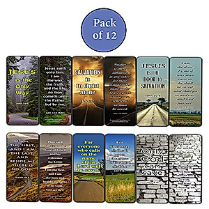 Jesus is The Way KJV Bookmarks Cards (12-Pack) - Collection of Bible Verses for Daily Motivation