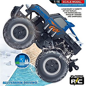 Threeking 1:16 Pick-up Toys RC Car Truck Toys Remote Control Cars Body Waterproofing Suitable for All Terrain 4WD Off-Road Car Gifts Presents for Boys/Girls Ages 6+