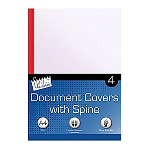 Just Stationery A4 Clear Document Covers and Spines - Assorted Colours (Pack of 4)