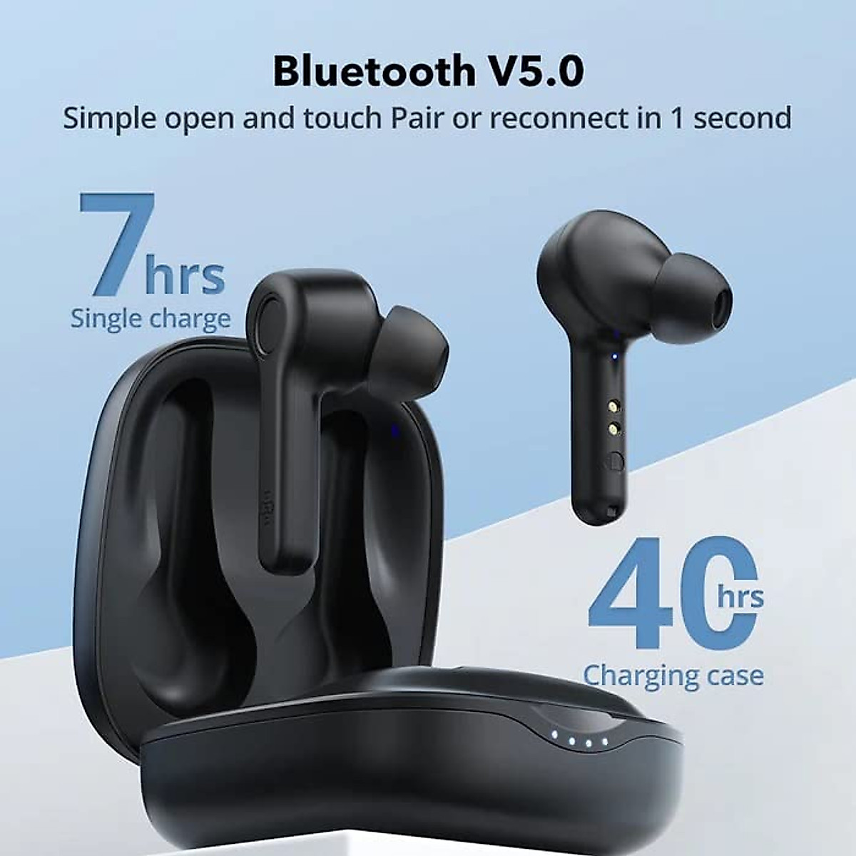 TAO Boltune Wireless Earbuds, Upgraded Bluetooth V5.2 in-Ear Stereo Wireless Headphones USB-C Quick Charge Bluetooth Earbuds IPX8 40 Hours Playing Time