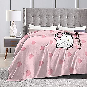 ISUNIET Lightweight Throw Blanket Ultra Soft Velvet Bed Blankets Quilt Durable Home Decor Sofa Carpet 50''x40'' Cartoon Pink Kitty Cat (80)