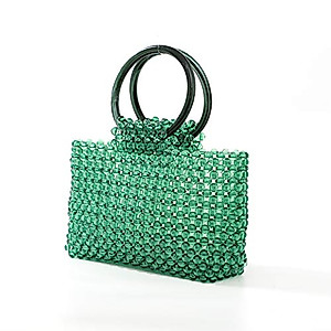Abvokury YUSHINY Women Colored Transparent Beaded Acrylic Handbag Evening Handmade Bags for Wedding Party (Green)