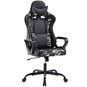 BestOffice Office Desk Lumbar Support Arms Headrest High Back PU Leather Racing Rolling Swivel Executive Computer Chair for Women Adults Girls, Camo