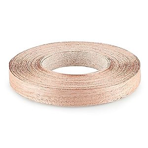 Skelang Okoume Edge Banding, 3/4" X 50' Wood Strip Preglued, Iron on Veneer Edging Tape for Cabinet, Table, Door