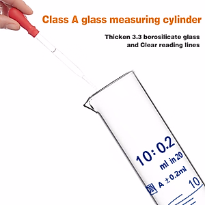 Thick Glass Graduated Cylinder Measuring Liquid Lab Hexagon Base Cylinders Come with One Glass dropper (glass, 5ML)