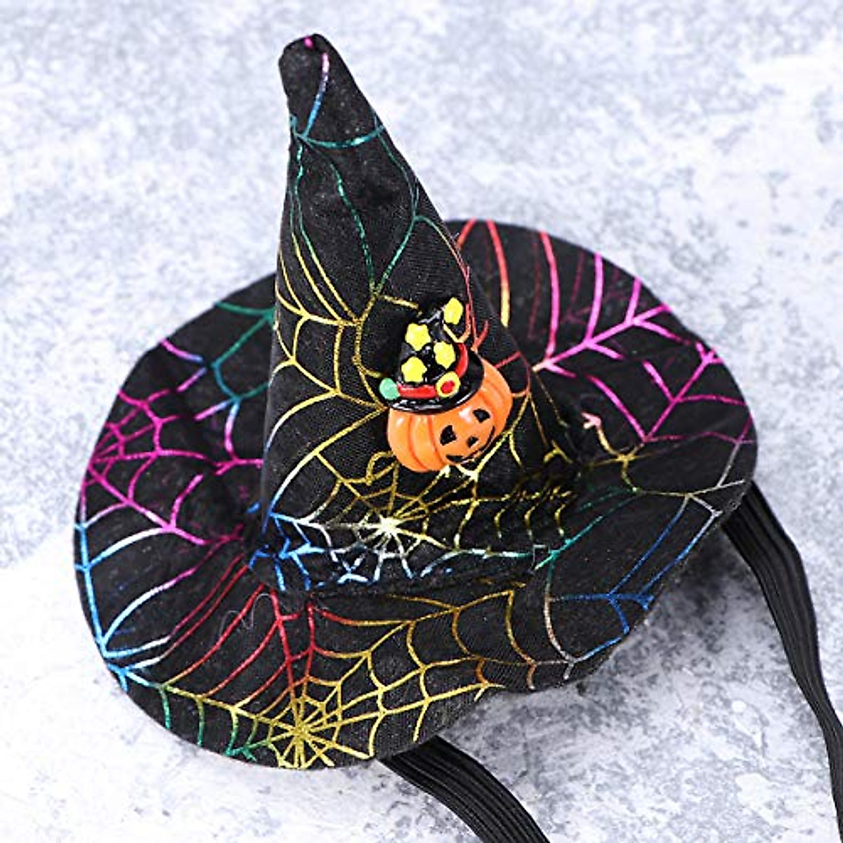 BESTOYARD Halloween Witch Hat Spider Web Pumpkin Pattern Mini Pet Hat Cat Dog Hat Party Cosplay Costume (Star Pumpkin)