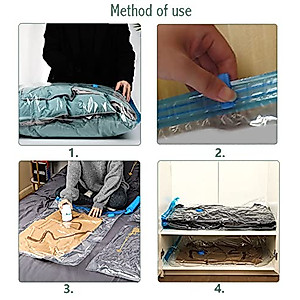Vacuum Storage Bags, Reusable Compression Space Saver Bags, 12 Pack, 4 X Medium, 4 X Large, 4 X Extra Large, With Free Hand Pump, for Travel, Clothes, Mattress, Blanket, Pillows, Comforters