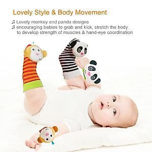 Kiesyo Rattle Toys for Babies 0-6 Months Wrist Rattles and Rattle Socks Toys for Baby Infant 0-3 0-6 6-12 Months Ankle Foot Rattle Baby Shower Gift for Newborn Boy Girl