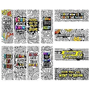 120 Piece DIY Inspirational Bookmarks for Students, Bulk Bookmarks, Cool Double-Sided Coloring Bookmark for Class Gifts, Color Your Own Book Marks for Kids, Adults, Teachers, Women, Men, Book Lovers