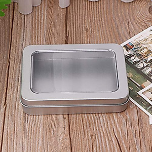 HELYZQ Clear Window Top Metal Tin Can Box Silver Blank Storage Case Crafts Survival Kit