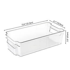 Lunhoo Refrigerator Organizer Bin, Clear Food Container with Handle, Plastic Storage Bins for Refrigerator, Kitchen, Cabinet (3 Pack, Transparent)