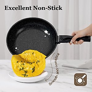 SODAY 15Pcs Pots and Pans Set Non Stick, Cookware Sets with Detachable Handle, Nonstick RV Kitchen Cooking Set Removable Handles, Oven Safe, Induction Fast, Stackable Non-stick Set, Black