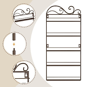 ERYTLLY Wall Mounted Nail Polish Rack, Nail Polish Holder Stand, Rectangle Nail Polish Storage Organizer, Salon Nail Polish Shelf Organizer (Brown- 1 Pack)