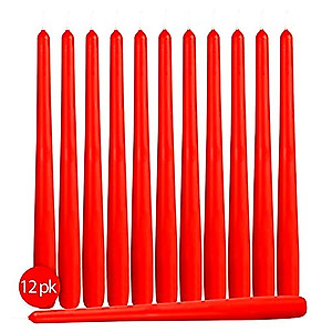 Hyoola 12 Pack Tall Red Taper Candles - 10 Inch Red Dripless, Unscented Dinner Candle - Paraffin Wax with Cotton Wicks - 8 Hour Burn Time.