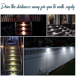Outdoor Solar Lights for Deck 16 Pack JACKYLED Solar Deck Lights Stainless Steel Solar Lights Outdoor Waterproof Dust to Dawn Solar Outdoor Lights for Fences Steps Path Patio Walkway Garden Cool White