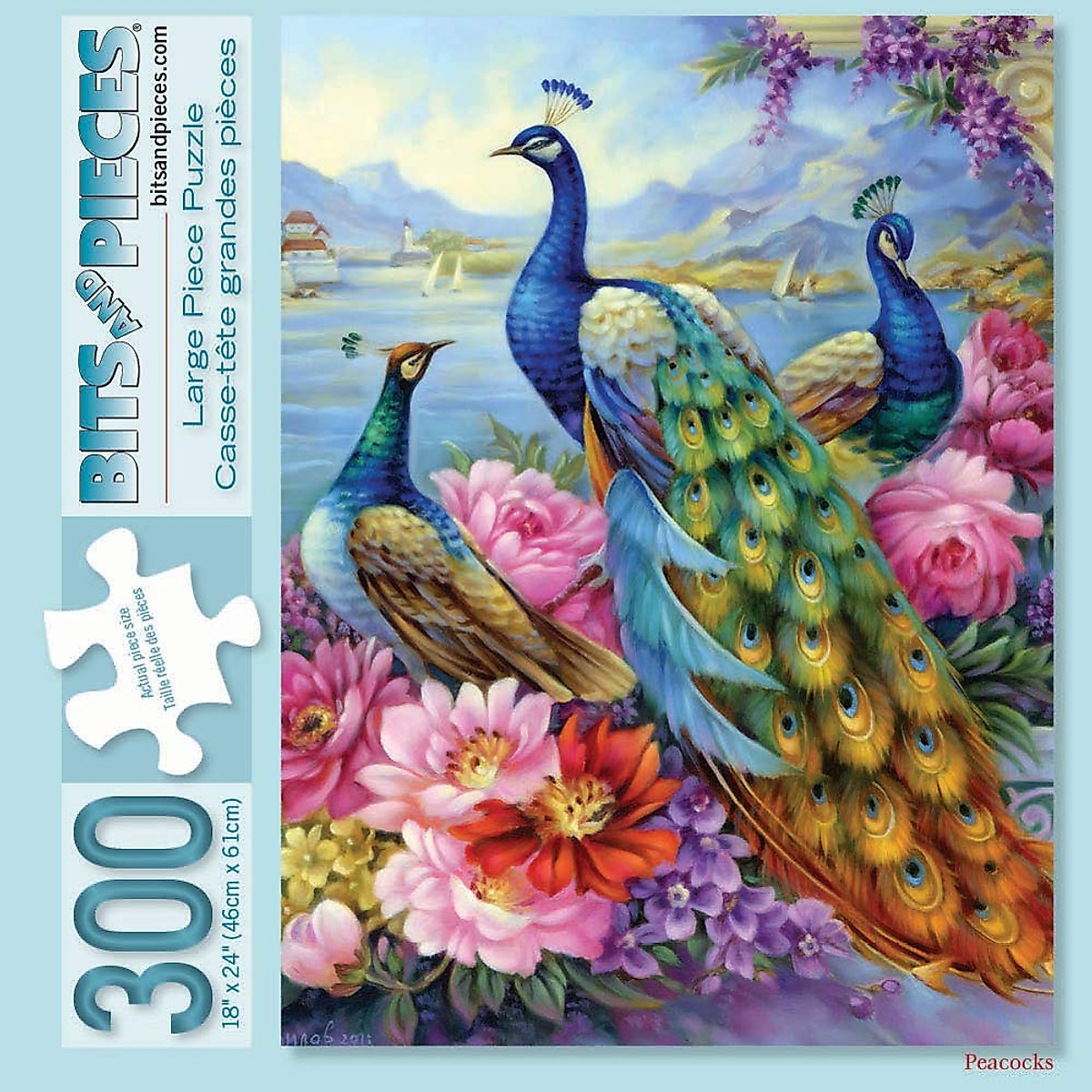 Bits and Pieces - 300 Piece Jigsaw Puzzle for Adults – ‘Peacocks’ 300 pc Large Piece Jigsaw by Artist Oleg Gavrilov - 18” x 24”