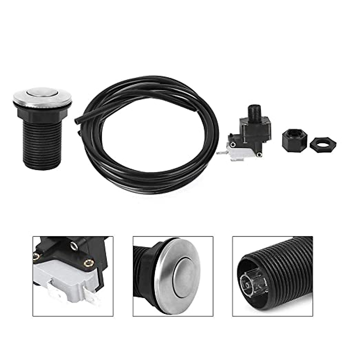 Air Activated Push Switch Button Air Switch Kit for Garbage Disposal Bathtub Air Hose Button Switch Kit