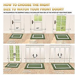 OLANLY Indoor Door Mat, 32x20, Non-Slip Absorbent Resist Dirt Entrance Mat, Washable Low-Profile Inside Entry Doormats for Entryway, Green