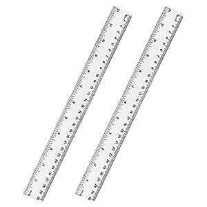 Unjoo Clear Plastic Ruler 12 Inch Straight Ruler, Shatterproof Ruler with Inches and Centimeters for School Classroom, Home, or Office (2pcs)