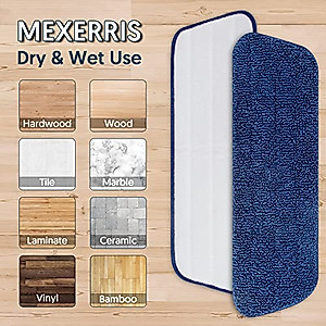 Spray Mops Replacement Heads Compatible with Swiffer PowerMop- MEXERRIS Microfiber Mop Pads Reusable Mop Pads Replacement for Reveal Mops Dust Mop Pads for All Spray Mops & Reveal Mop, 7 Pcs/Set Blue