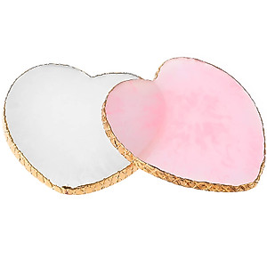WLLHYF Resin Nail Art Palette, 2 Pieces Nail Mixing Palette Nail Art Painting Mixed Color Palettes Cosmetic Mixing Tools Golden Edge Nail Holder Display Board (Heart shaped-2pcs)