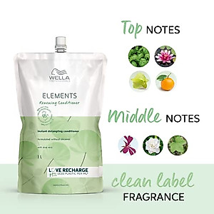 Wella Professionals Elements Gentle Renewing Conditioner| Gentle, Silicone-Free| Instant Detangling Conditioner| 1 Liter Pouch | 33.8 Fl Oz