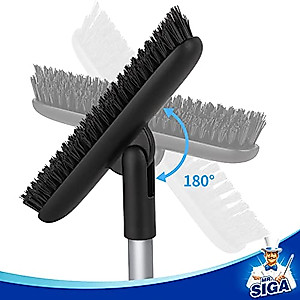 MR.SIGA Heavy Duty Grout Scrub Brush with Long Handle, Shower Floor Scrubber for Cleaning, Tile Scrub Brush with Stiff Bristles