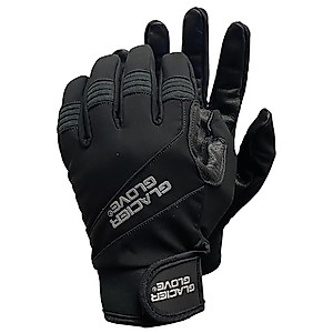 Glacier Glove Unisex Guide Water-Resistant Lightweight Breathable Flexible Adjustable Durable Genuine Leather Palm Hunting Shooting Fishing Safety Glove, Black, Large