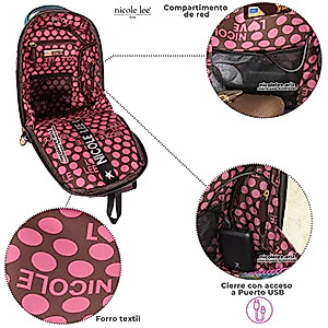 Nicole Lee Sling Backpack with USB Charging and Earphone Ports, Top Handle Travel School Crossbody Bag, Adjustable Strap (Success in New York)