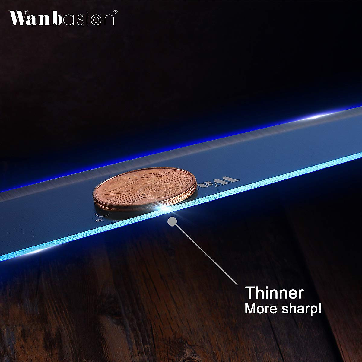 Wanbasion Kitchen Knife Set Block, Stainless Steel Kitchen Knife Set, Professional Kitchen Knife Set Block with Blue Titanium