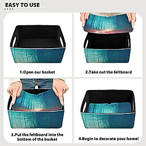 Autumn Forest Road Storage Basket Felt Storage Bin Collapsible Towel Storage Toy Storage Box Organizer for Kids Bedroom Magazine