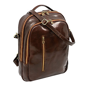 Time Resistance Leather Backpack Travel Bag Carry On Rucksack Brown Book Bag