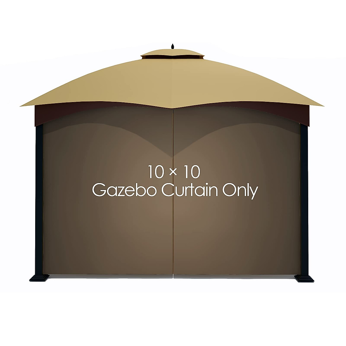 Tanxianzhe Gazebo Replacement Privacy Curtain with Zipper Outdoor Universal Privacy Panel Sidewall for 10' x 10' Gazebo (Brown)