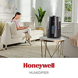 Honeywell Dual Comfort Cool + Warm Mist humidifier. Humidifier for Bedroom, Office, Living Room and Home. Provides Temporary Relief from Dry air discomforts - Black, HWC775B
