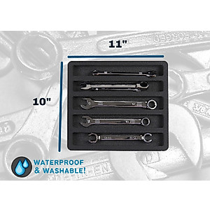 Polar Whale Tool Drawer Organizer Wrench Holder Insert Black Durable Foam Tray 5 Pockets Holds Wrenches Up to 10 Inches Long Fits Craftsman Husky Kobalt Milwaukee Many Others