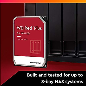 Western Digital 6TB WD Red Plus NAS Internal Hard Drive HDD - 5400 RPM, SATA 6 Gb/s, CMR, 64 MB Cache, 3.5" - WD60EFRX
