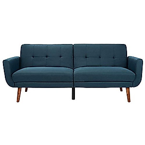 Safavieh Home Bushwick Grey and Brown Foldable Convertible 82.7" Tufted Sofa Bed Futon