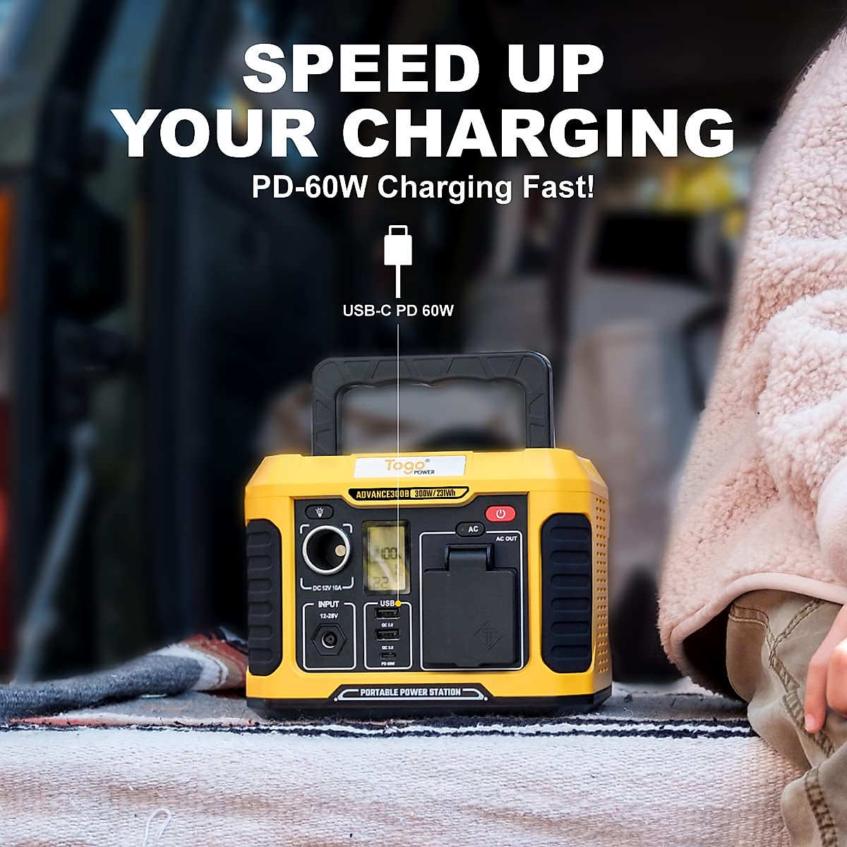 TogoPower Portable Power Station 300W, Outdoor Solar Generator (Solar Panel Not Included) 231Wh Backup Lithium Battery, 120V Pure Sine Wave AC Outlet for Camping Travel Hunting Blackout Home Emergency