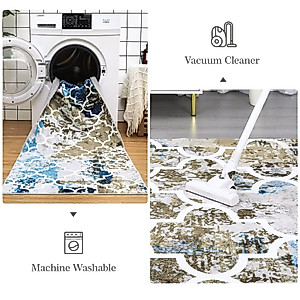 IMINROME Large Area Rug 8x10 Modern Geometric Area Rug Contemporary Abstract Indoor Rug Non-Slip Distressed Throw Rug Non Shedding Floor Carpet for Bedroom Nursery Kids Room, Multi Blue