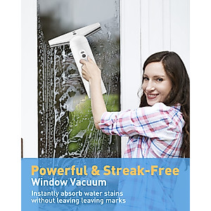 Window Vacuum Squeegee, Cordless Window Vacuum 3 in 1 Window Vac Window Vacuum Cleaning Tool with 260ml Water Tank for Glass Doors Shower Car Window Mirror